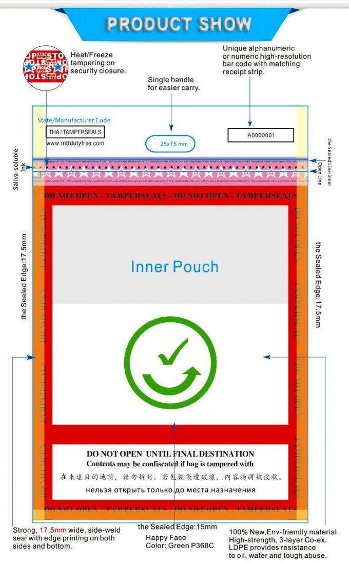 Evidence Collection Mailing Security duty free Security Bags,ICAO Duty ...