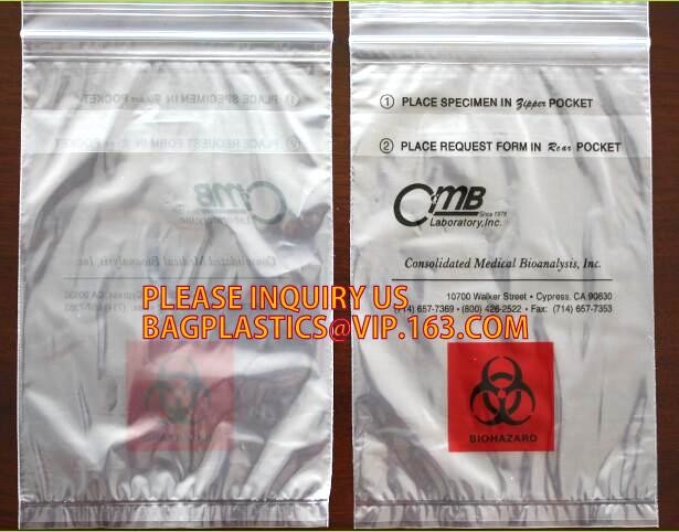 specimen envelopes zip lock bag/plastic medical specimen transport ...