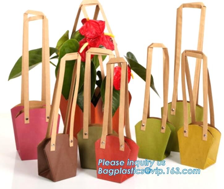 flower carrier bag cheap brown paper flower bag handle bag,Portable ...