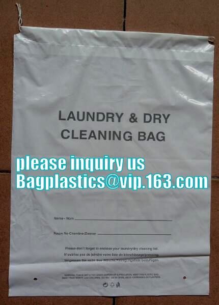 biodegradable Customized Poly Plastic Drawstring Hotel Laundry Bag ...