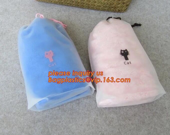 Biodegradable drawstring laundry poly bag,Cotton string LDPE plastic ...
