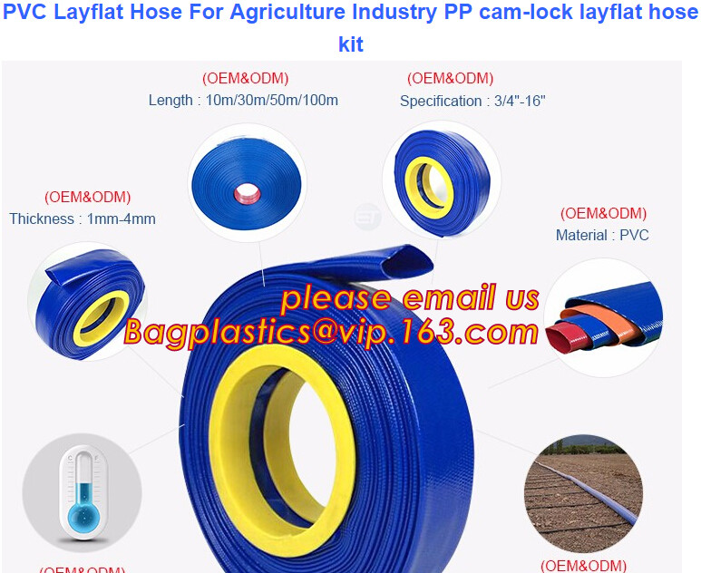 Garden Hose PVC Layflat Hose For Agriculture Industry PP Cam-Lock ...