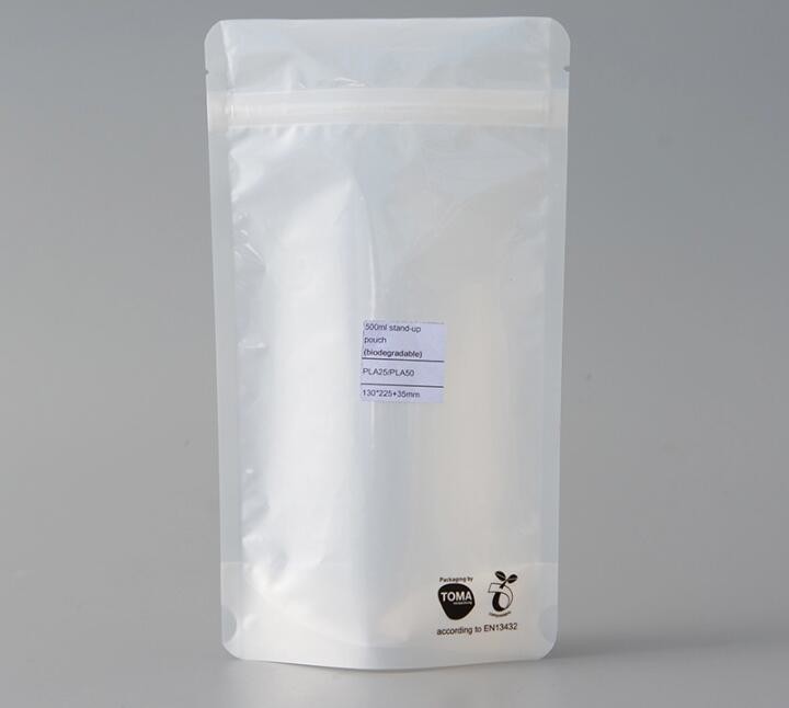 BIODEGRADABLE COMPOSTABLE, PLA, CORN STARCH PLA Stand Up Pouch Zipper ...