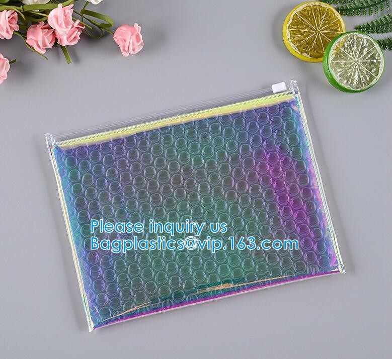 Rainbow Holographic Cosmetic Laser Slider Ziplockk Esd Bubble Bag ...