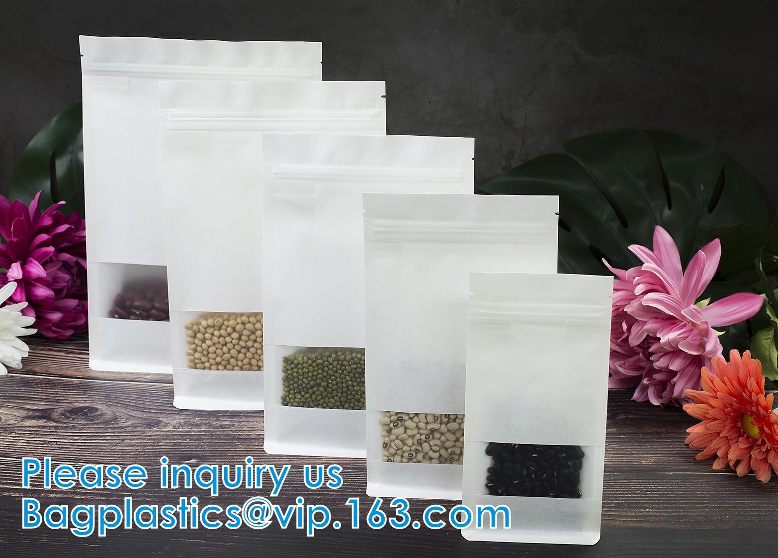 Kraft Stand Up Pouches Zip Lock Food Storage Bags With Matte Window ...