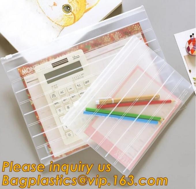 Frosted Surface Easy To Seal Zipper File Bag Stationary Holder Pack