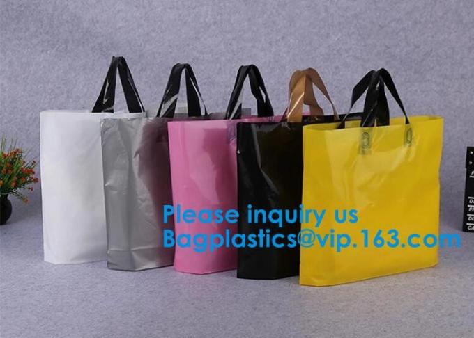 Custom Size Soft Flexi Loop Handle Gold Plastic Shopping Bag Restaurant ...