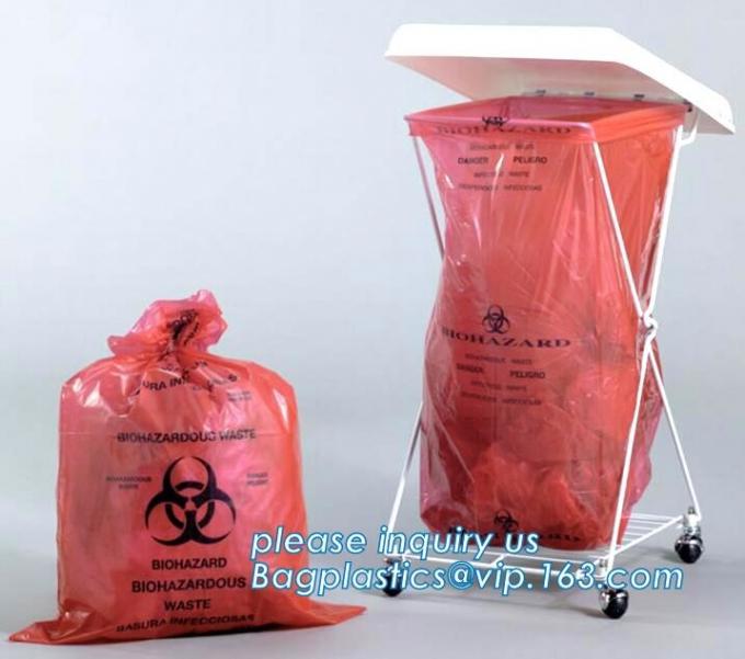 Drawstring medical biohazard waste disposal supplies LDPE plastic ...