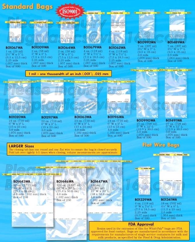 Fisherbrand™ Sterile Polyethylene Sampling Bags Capacity: 120mL, Bags ...