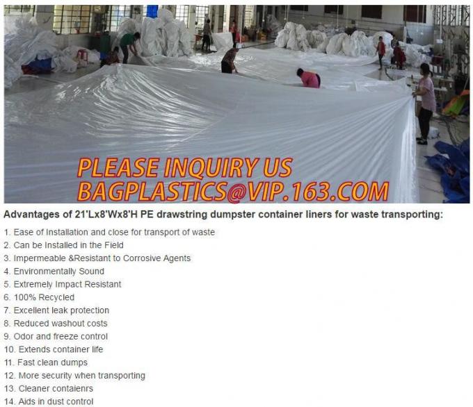 10 Mil Open Top Drawstring Roll Off Container Liners,4mil open top ...